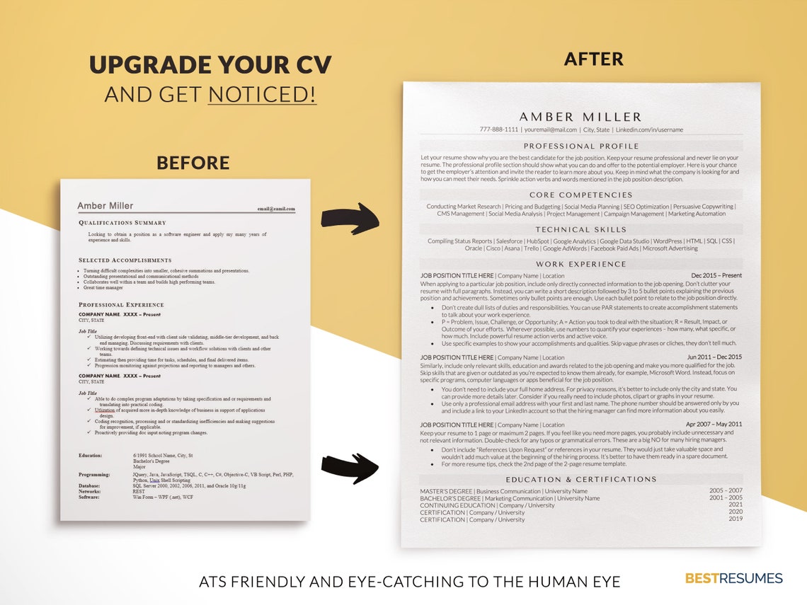 Traditional Chronological CV Template, Classic CV Template ...