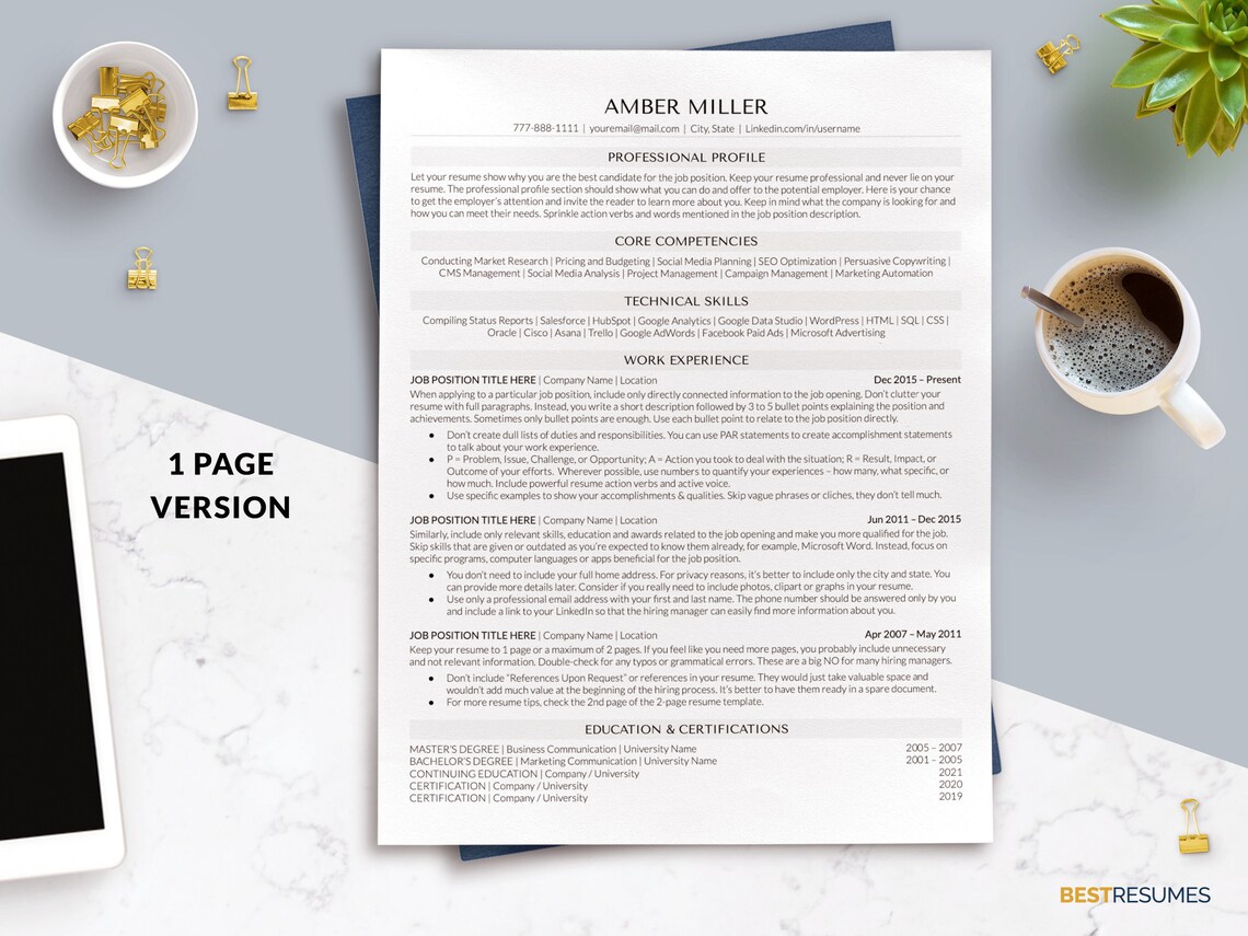 ATS Ready CV Template for Google Docs Professional ATS - Etsy
