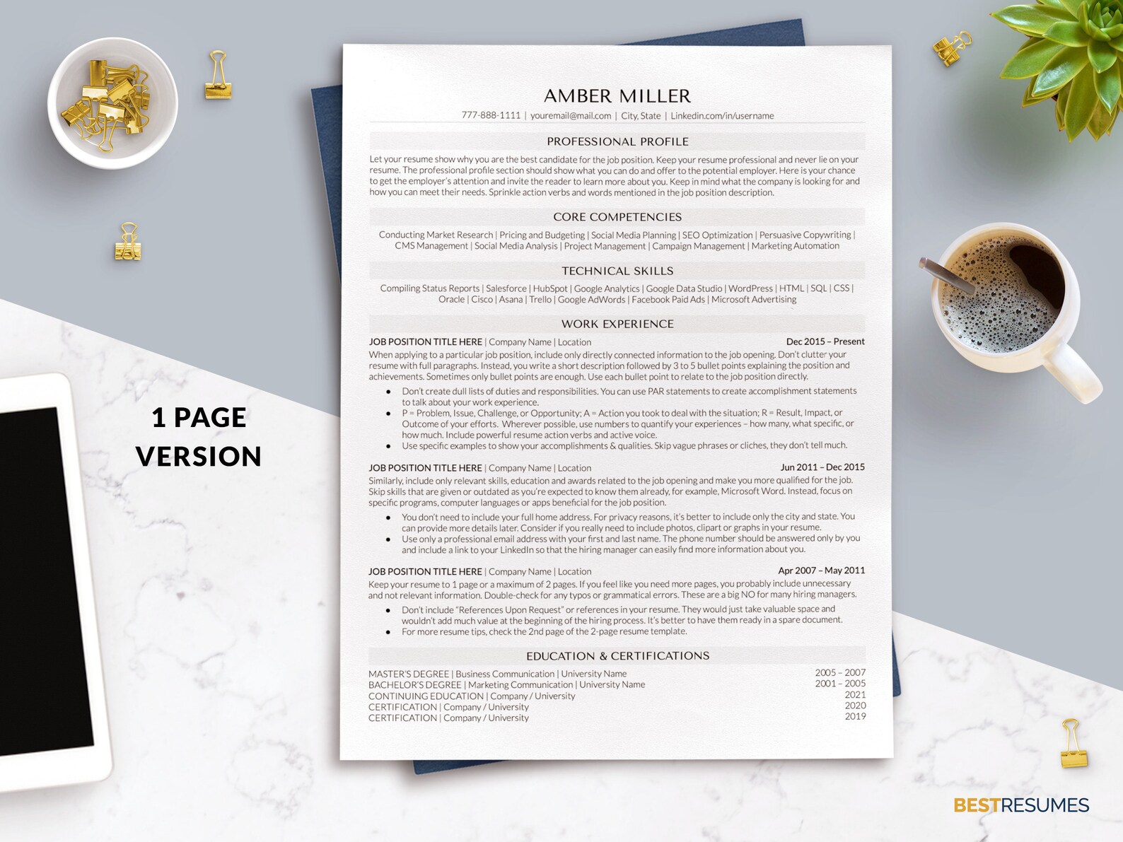 ATS Ready CV Template for Google Docs, Word, Mac Pages, Professional ...