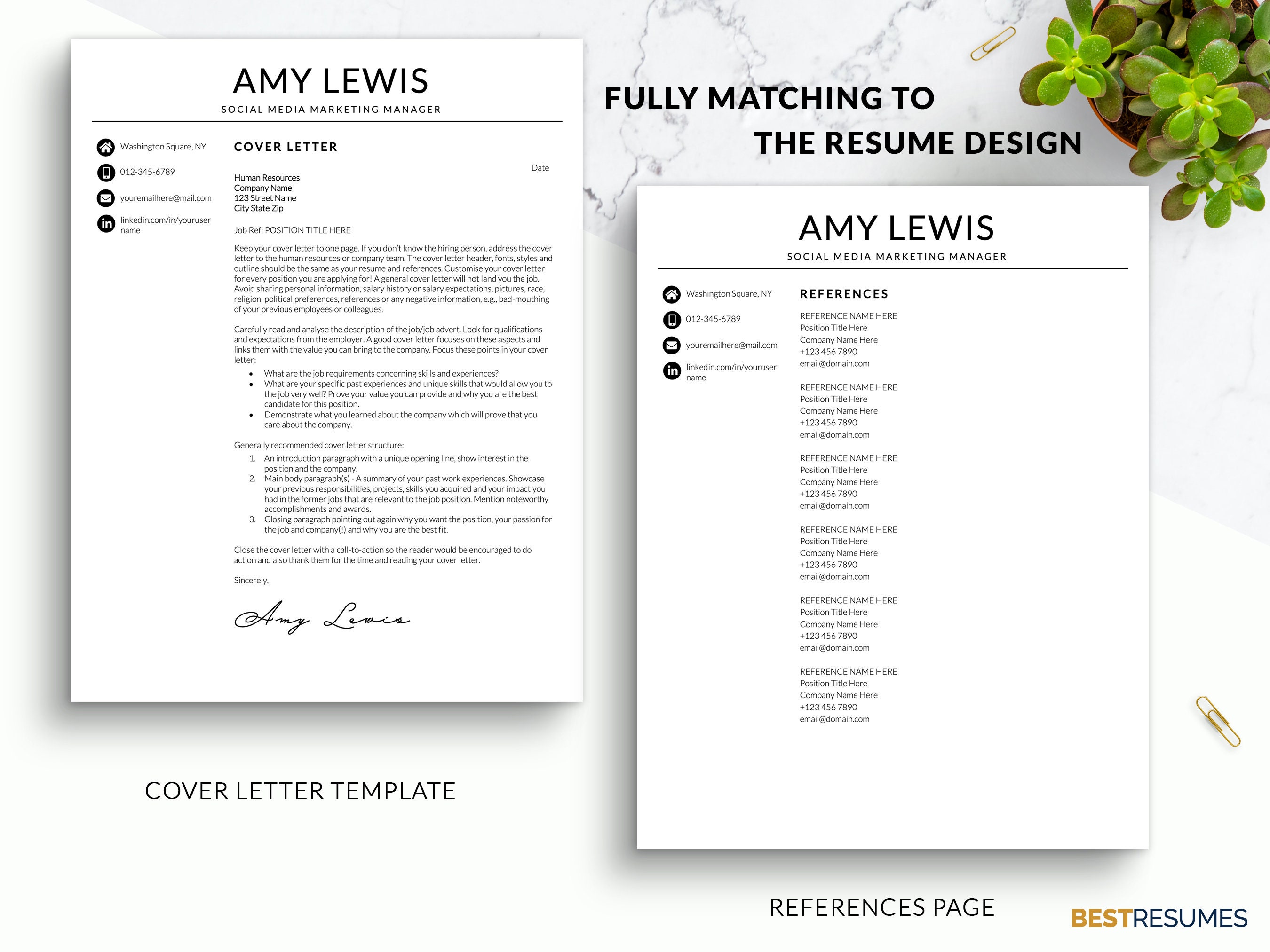 Clean CV Resume Template for Word, Professional Modern Resume Templates ...