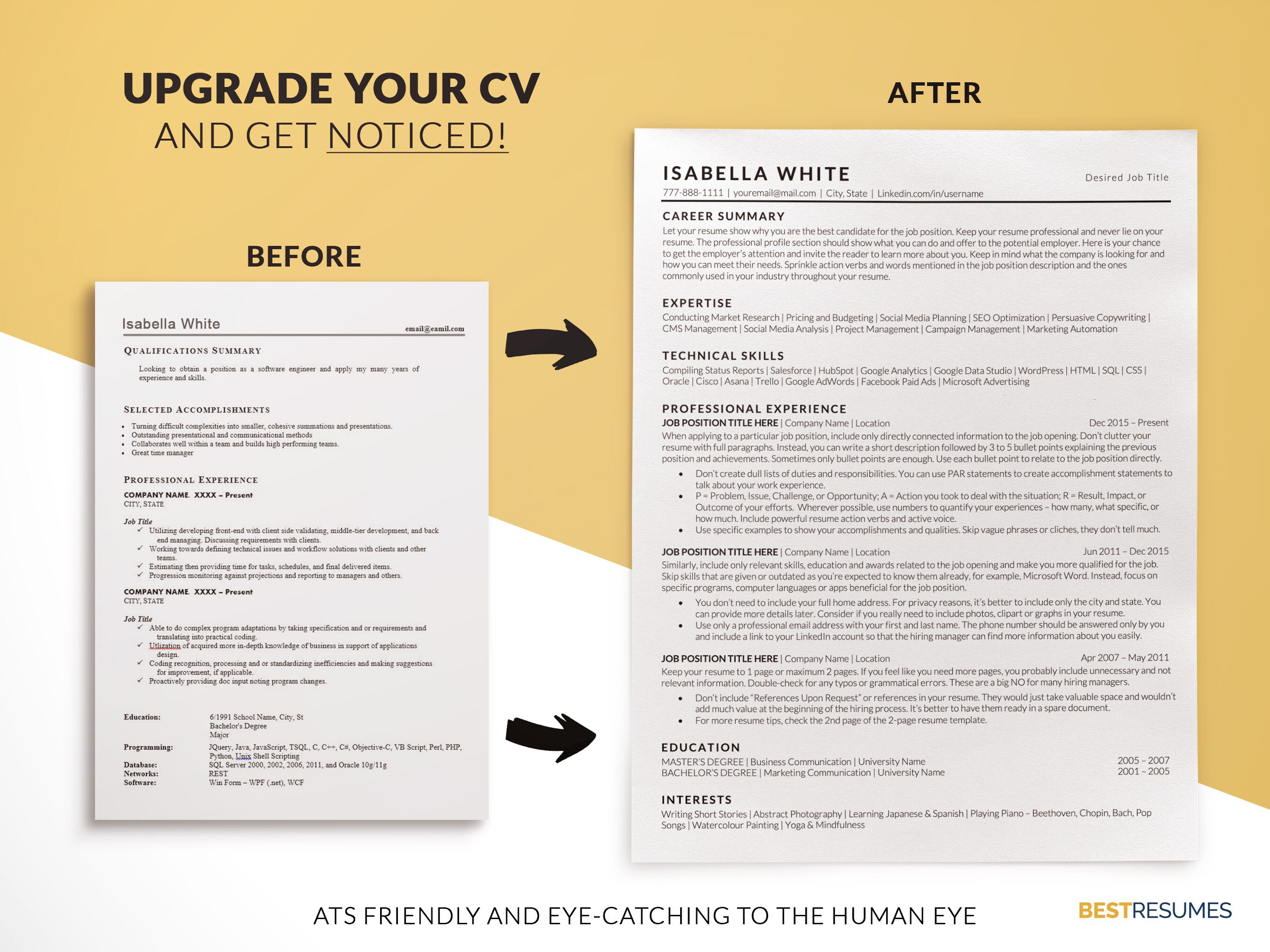 ATS Friendly CV Template, Professional CV Template for Word, Mac Pages ...