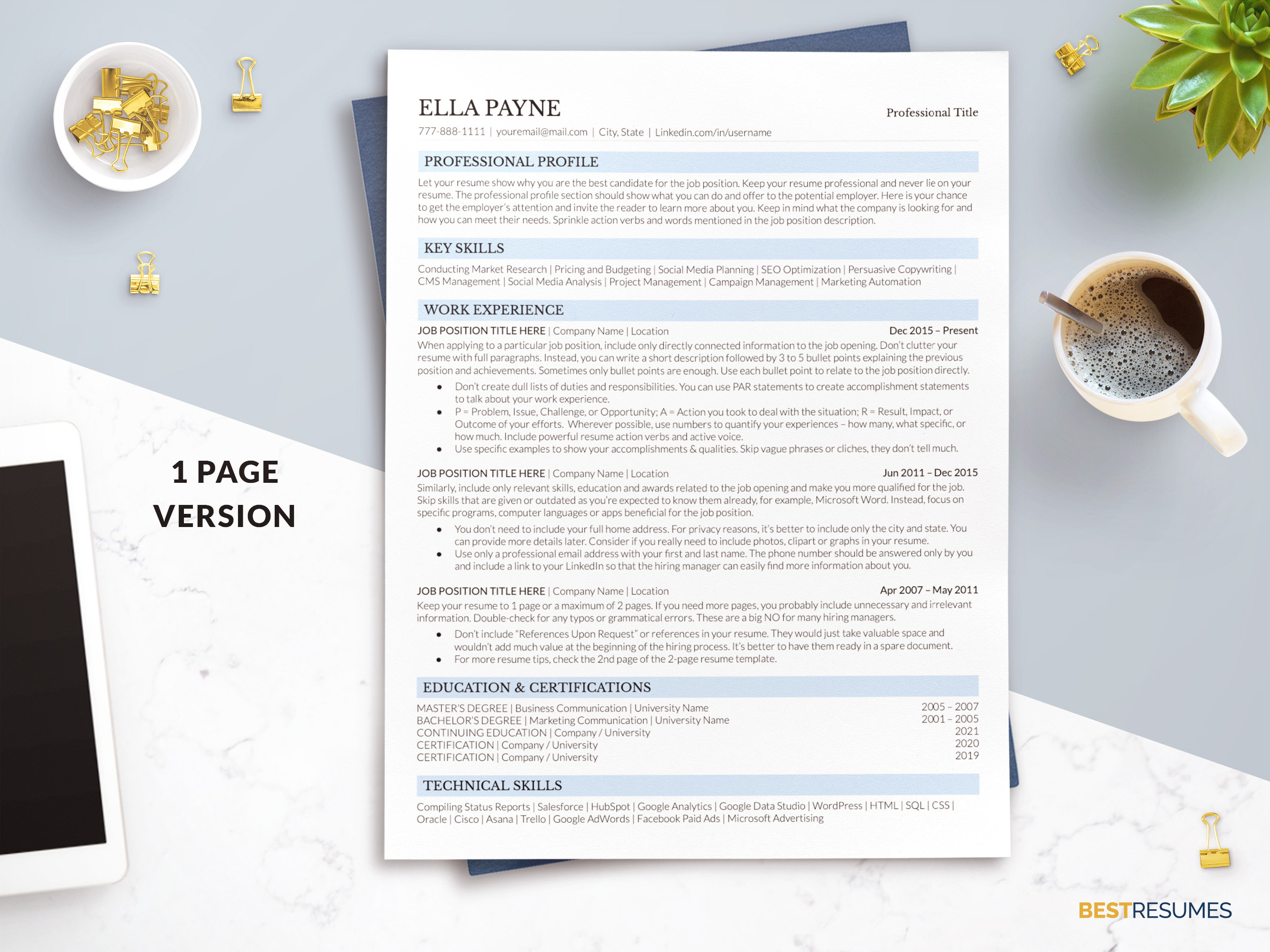 Executive Resume Template Google Docs, Word, Mac Pages, ATS Friendly ...