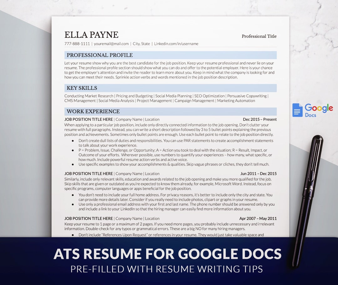 Executive Resume Template Google Docs, Word, Mac Pages, ATS Friendly ...