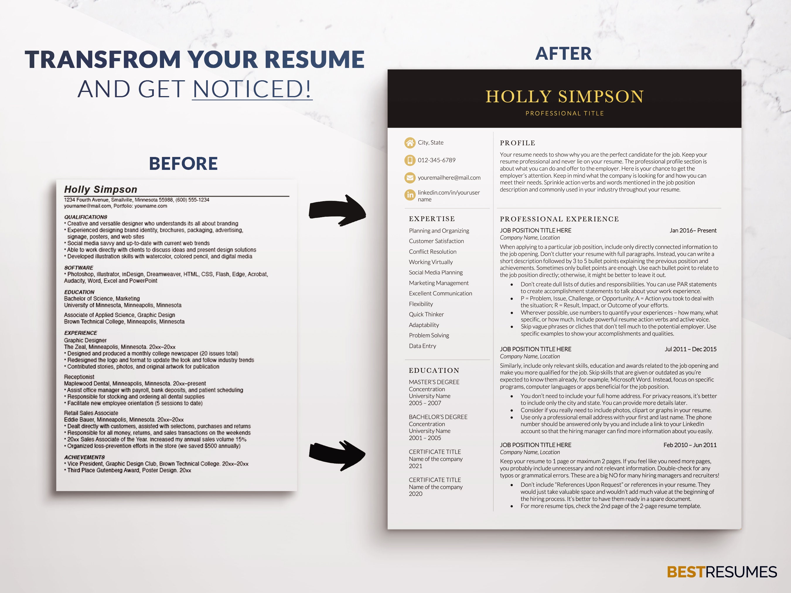 Professional Modern CV Template for Word Executive CV Resume, Manager ...