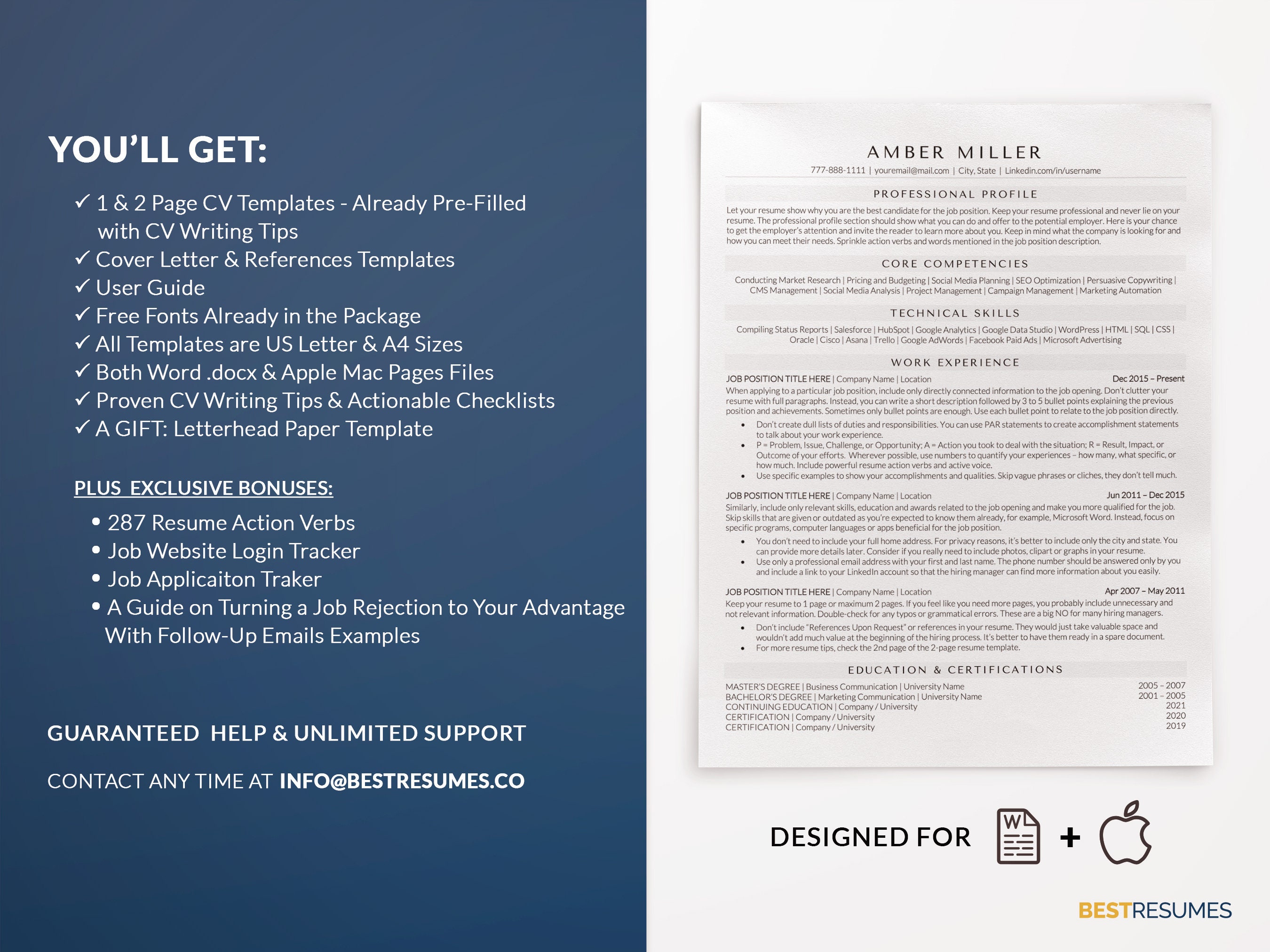 Traditional Chronological CV Template, Classic CV Template ...