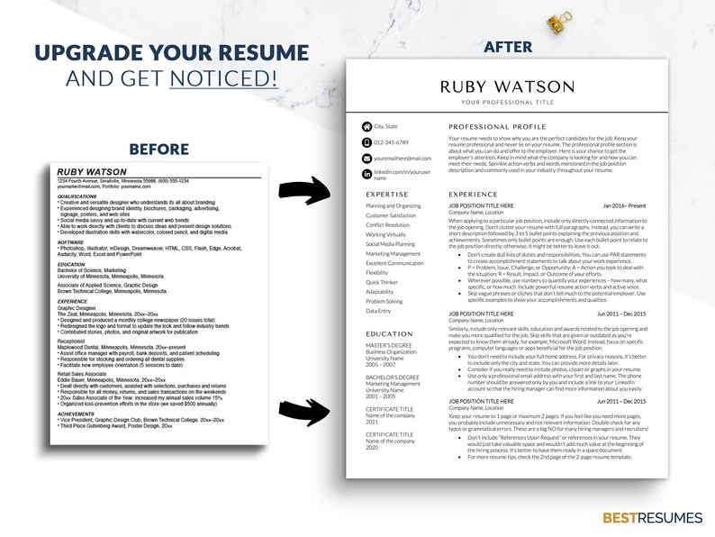 Minimalist Modern Resume Templates Word, Two Column Resume Template ...