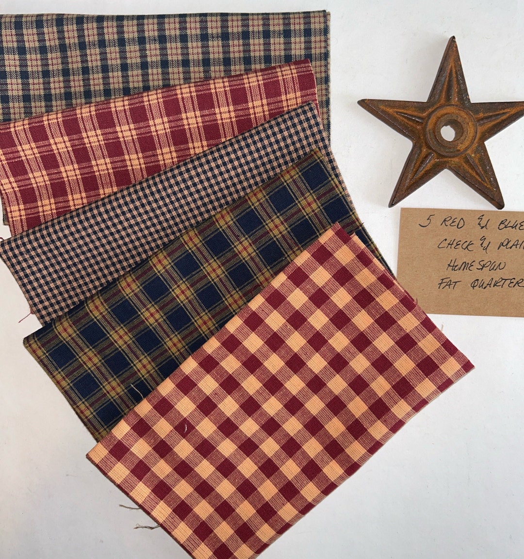 5 RED and BLUE Check and Plaid Homespun Fat Quarters - Etsy