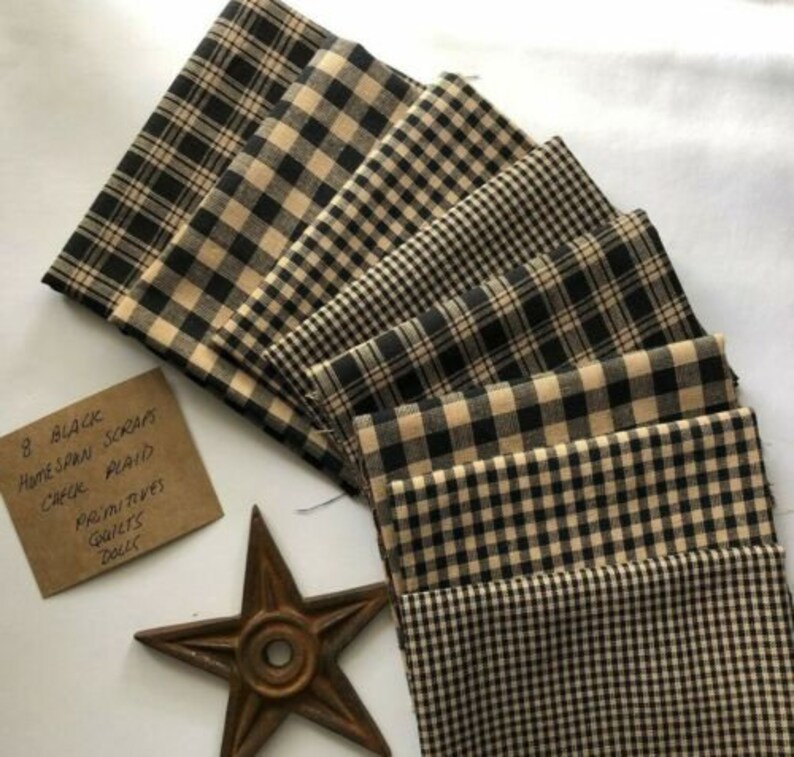 8 BLACK Check and Plaid 100% Cotton Homespun Fat 8th Scraps - Etsy