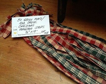 50 Small RED Check Homespun Strips 1/2 X 18 or | Etsy