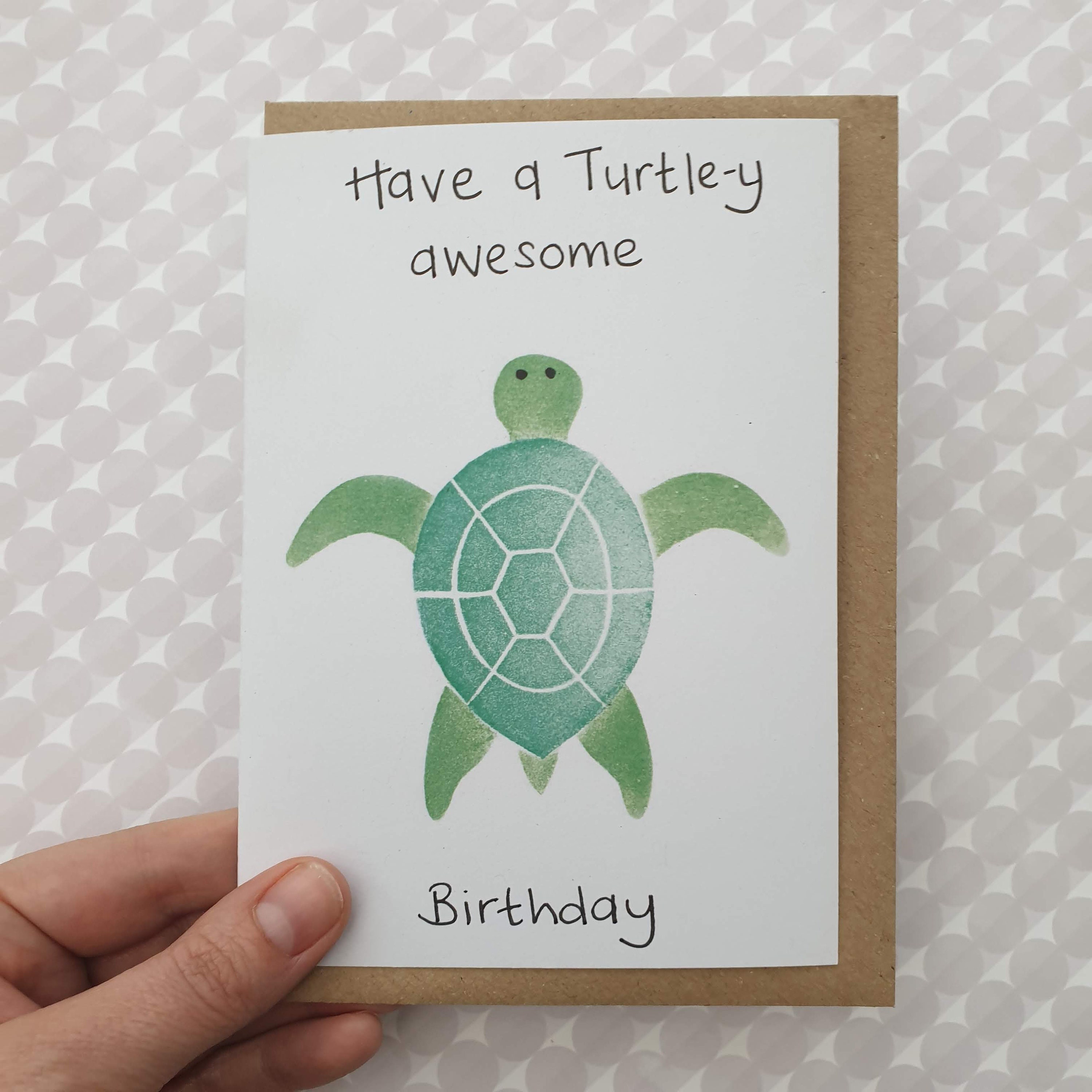Turtle pun birthday card Turtley Awesome pun card cute - Etsy.de