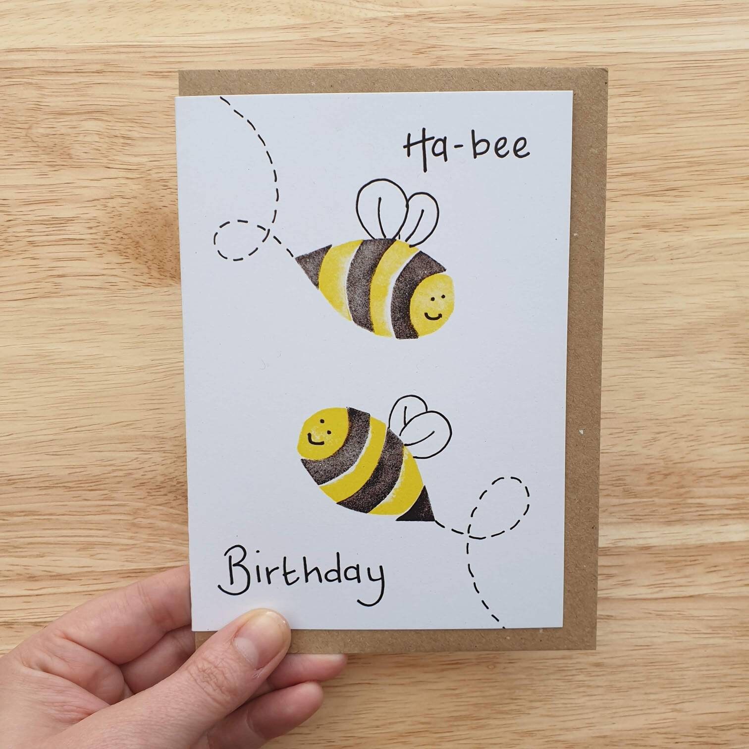 Cute Bee Birthday Card. Happy Birthday Bumble Bee. Bee Lover Card. Bee ...