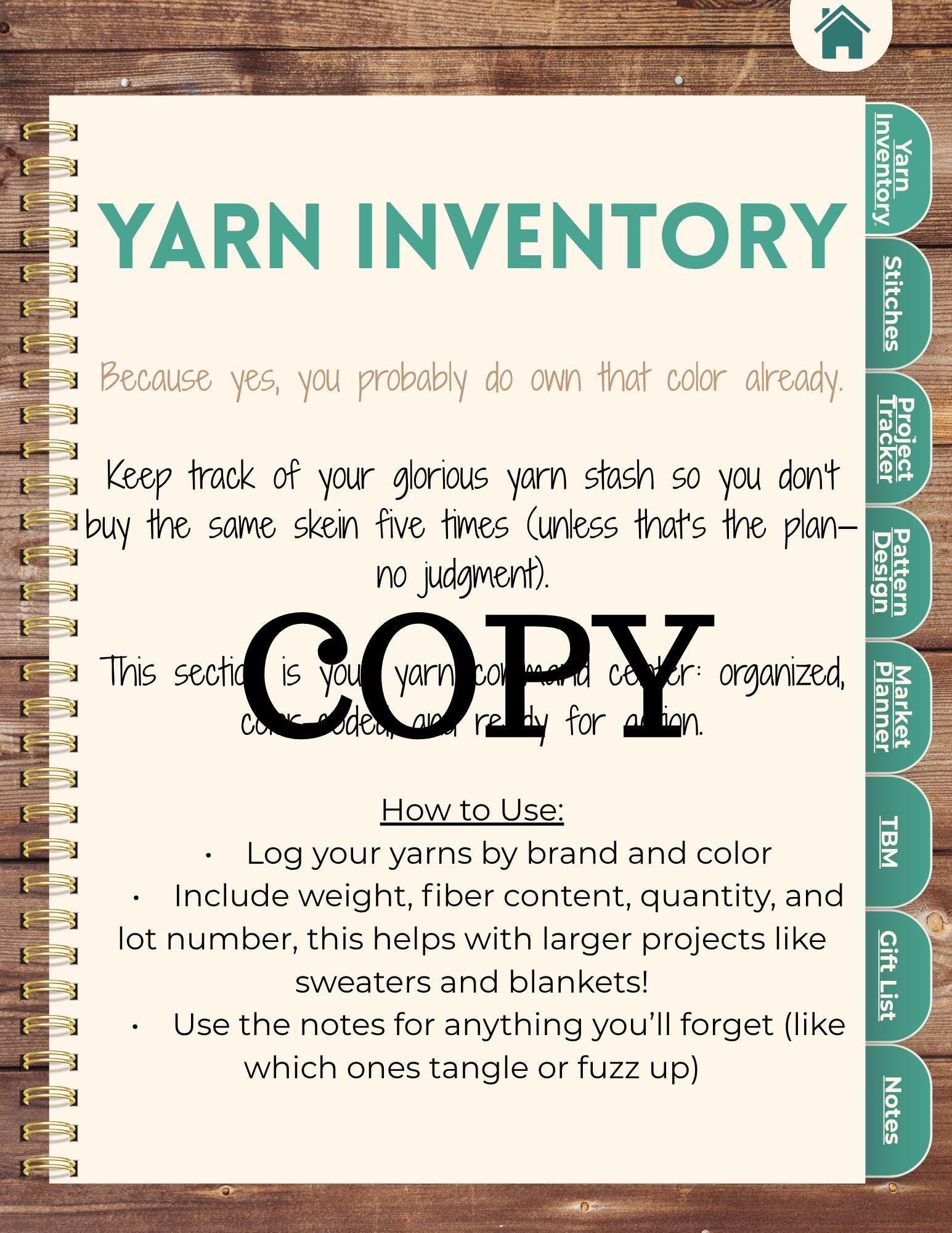 Crochet Project Planner: Yarn Inventory & Craft Show Organizer (digital ...