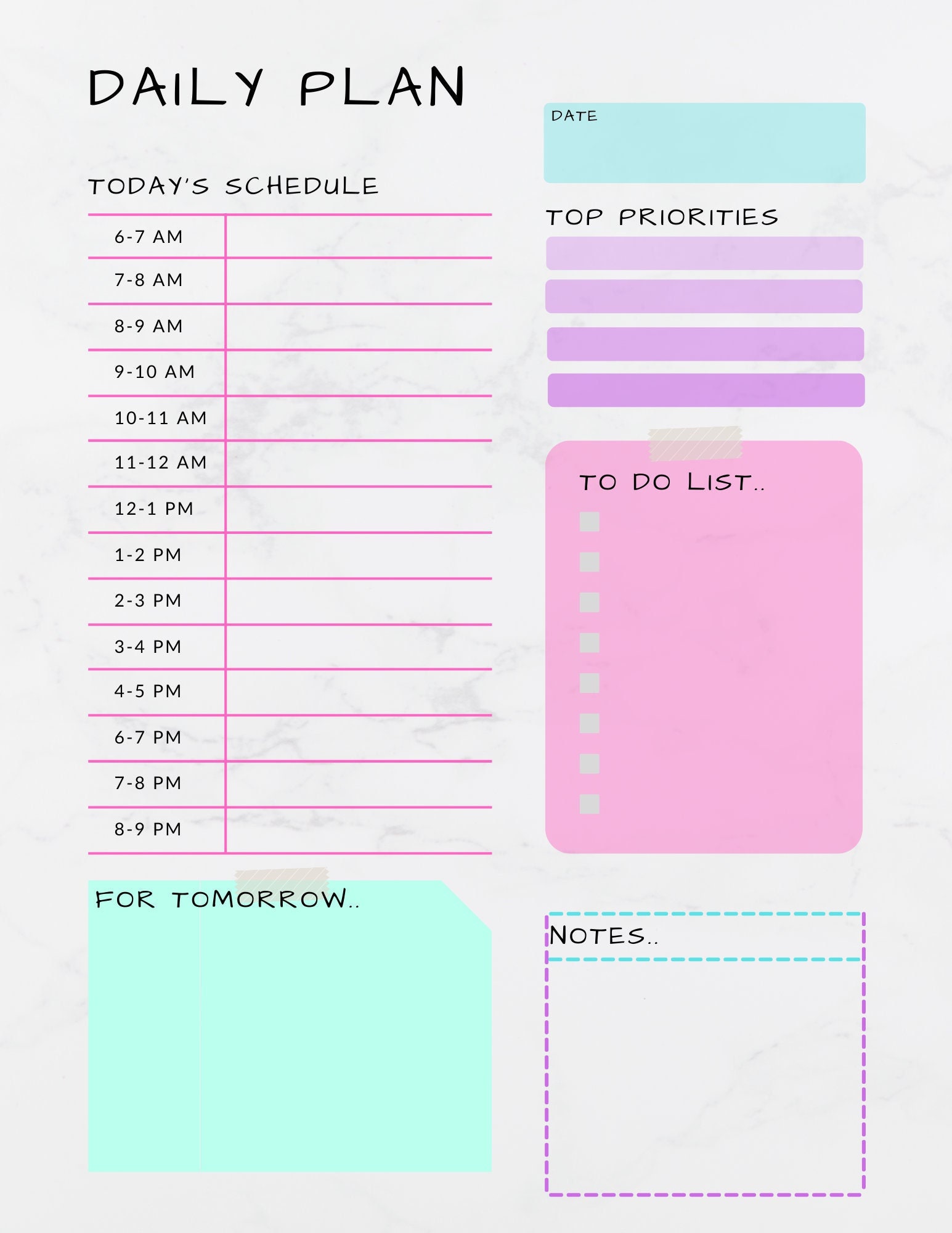 Pastel Theme Daily Planner - Etsy