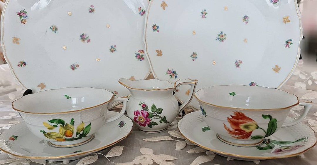 RESERVED Rare Herend Hungary Floral 100th Anniversary Set of 2x Big ...