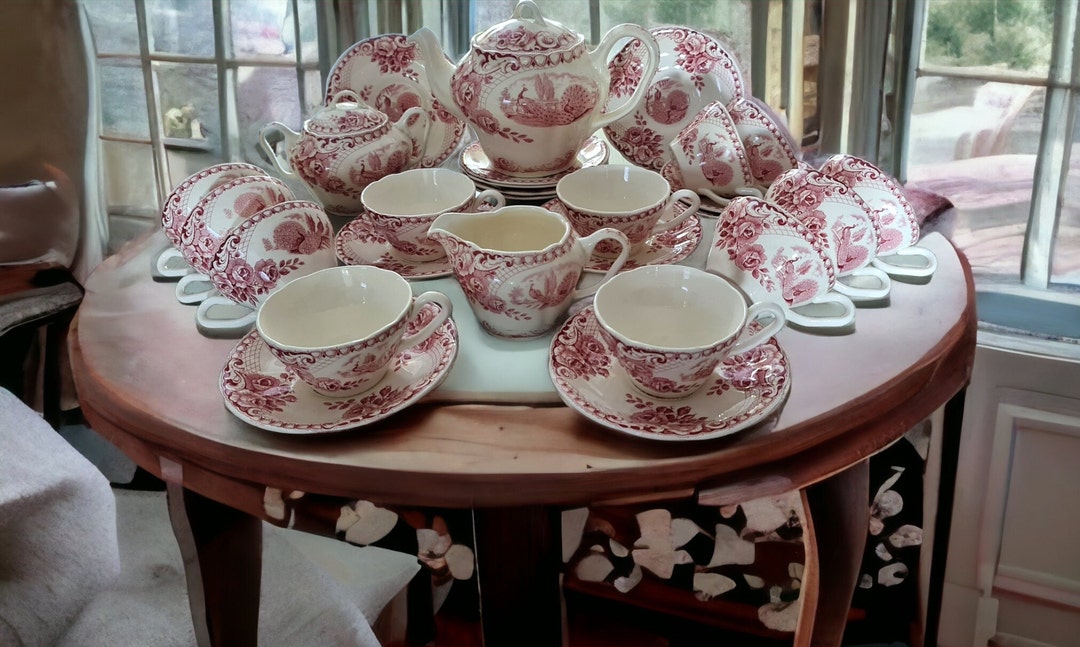 Pink Peacock Tea Service From the Past, Wedding Gift Anniversary Gift ...