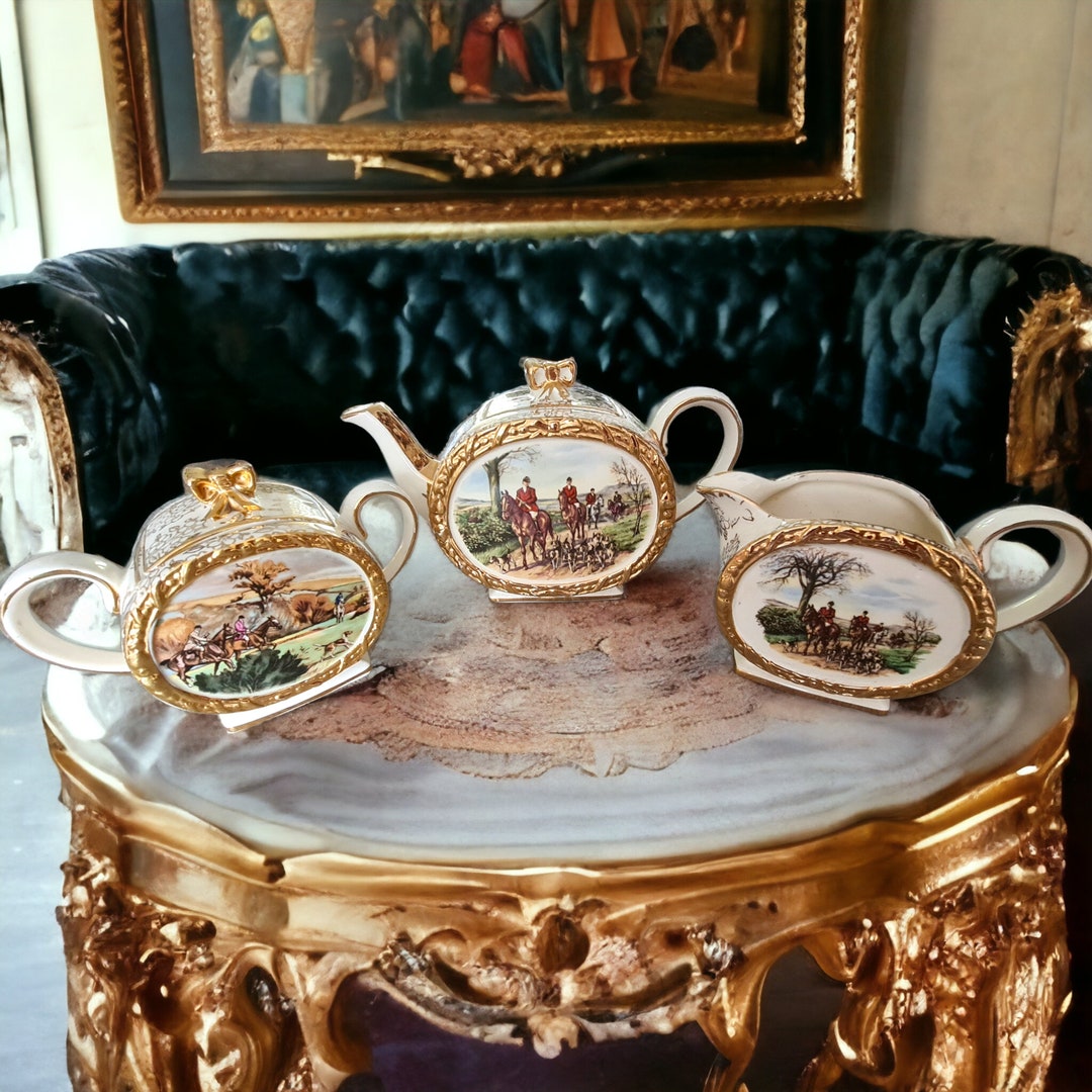 Sadler Hunting Scene Tea Set, Home Deco - Etsy