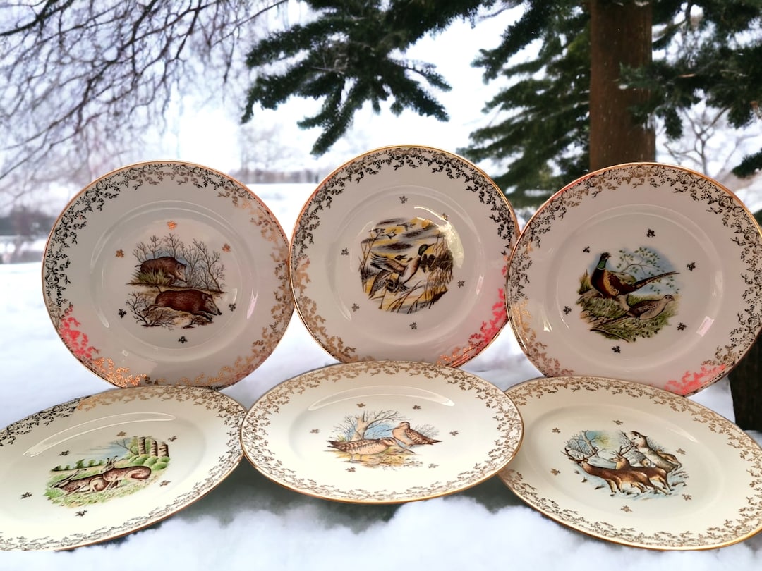 French Limoges Game Plates, Set of 6, Gold Home Decor - Etsy