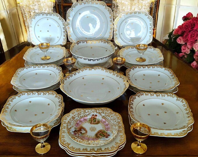 French Limoges Designer Dinner Service, Wedding Gift, Anniversary Gift ...