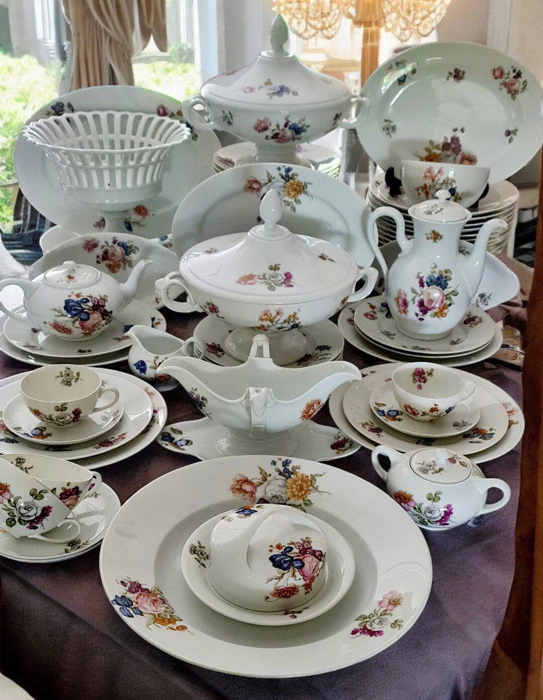 Antique Rosenthal Empire Floral Dinner Service, Wedding Gift ...