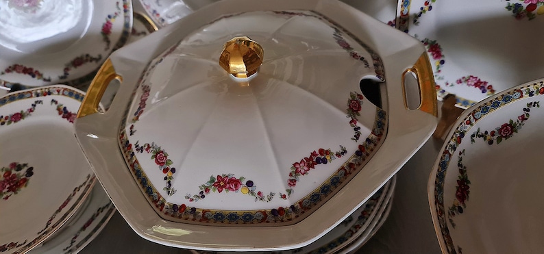 Antique Victoria China Dinner Service – Floral Garland, 37-piece Set - Etsy