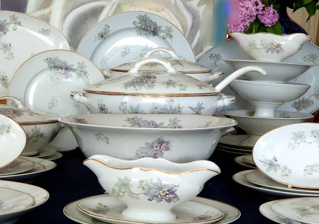 Antique Dinner Service "de Fuisseaux Baudour" With Flower Sprays in ...