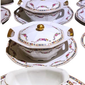 Antique Dinner Service With Garland and Flowers - Free Shipping - Etsy