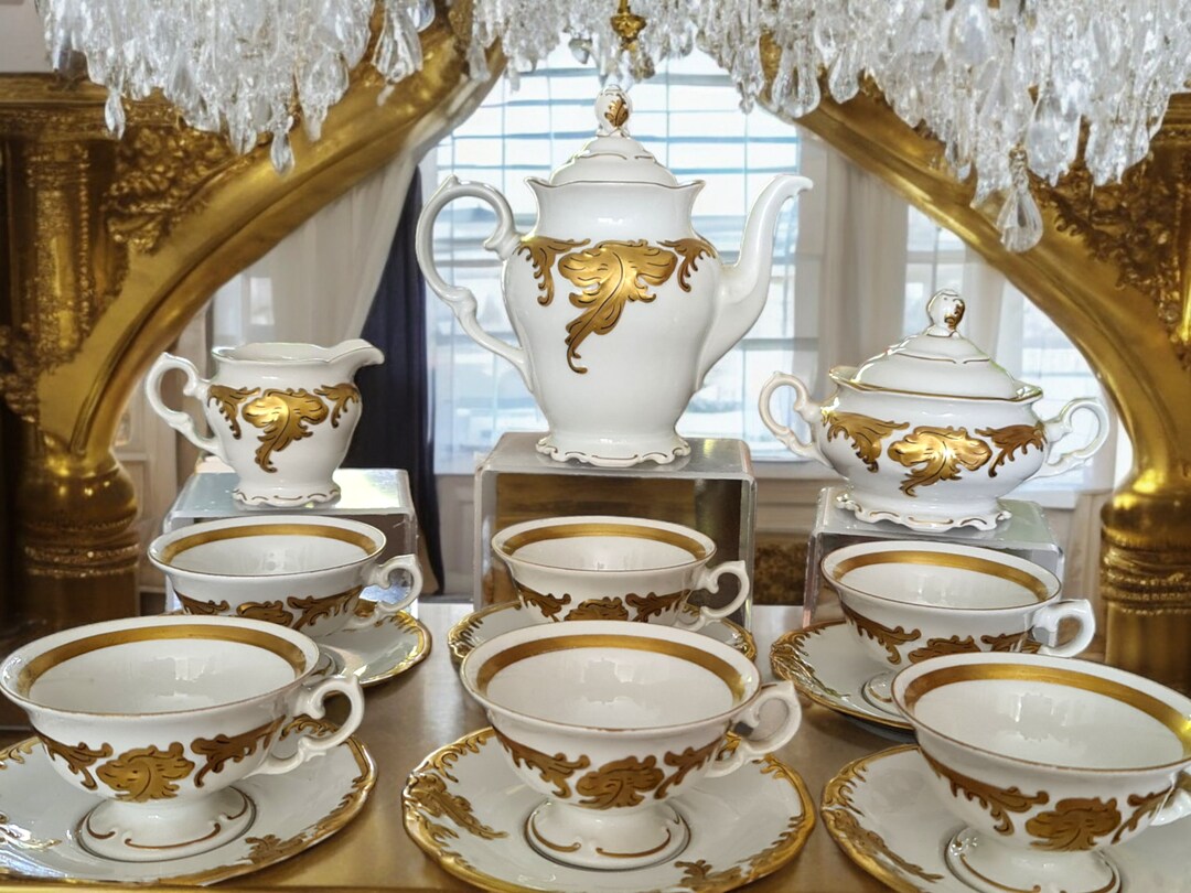 Rococo Bohemian Tea Service Gold, Wedding Gift, Anniversary Gift, Home ...