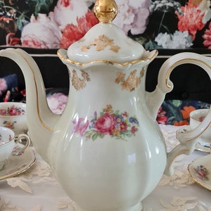 Tea Service With Gold Rim and Flowers for 12 Persons - Etsy