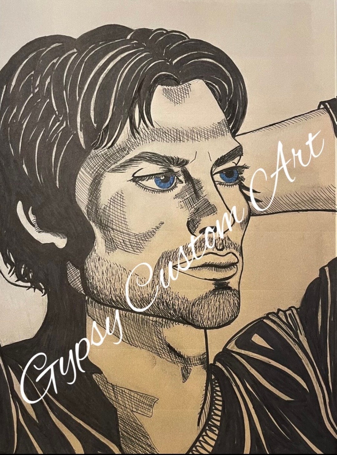 Damon Salvatore of Vampire Diaries, Comic Book Style Ink, Print, 8.5x11 ...