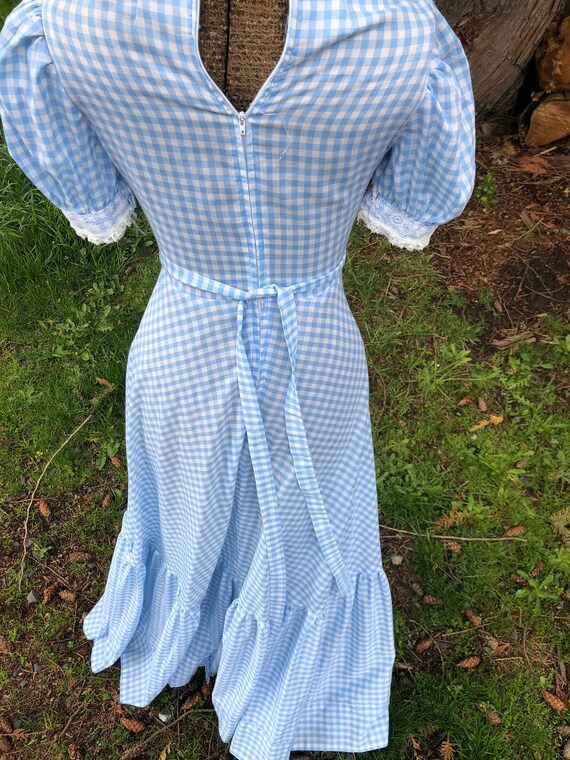 70s picnic prairie dress// blue cottage core maxi dre… - Gem