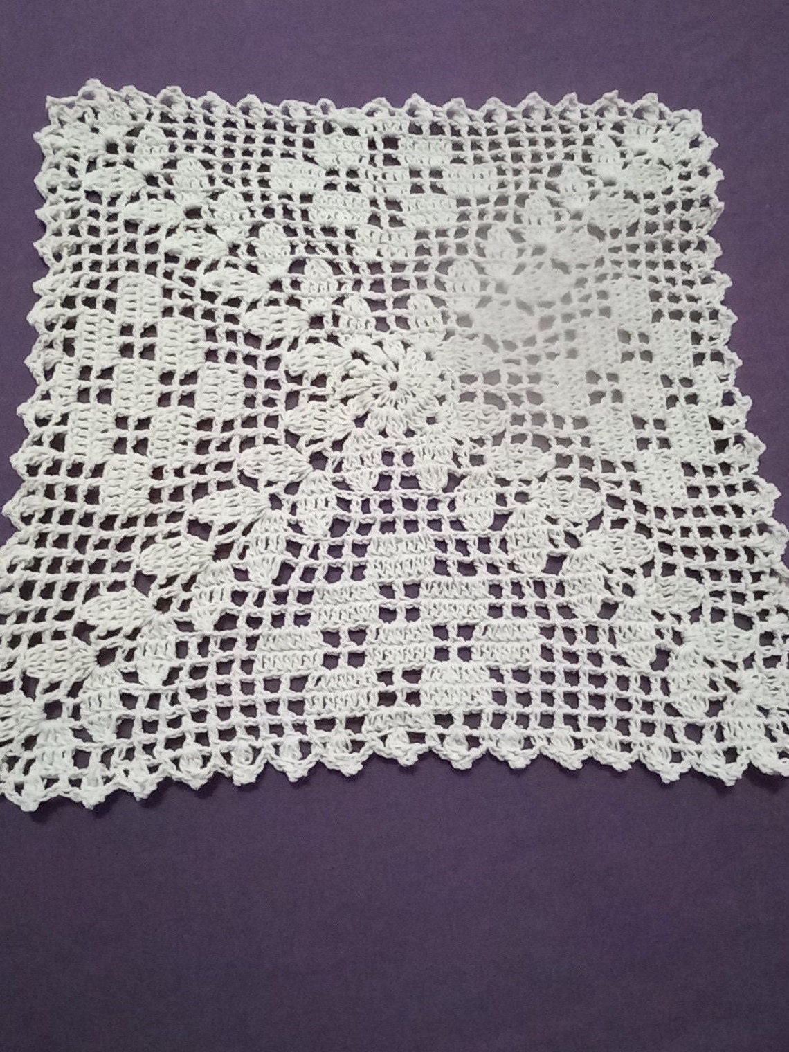 Crochet Square Doily, Lace Doily, Crochet Filet Doily - Etsy