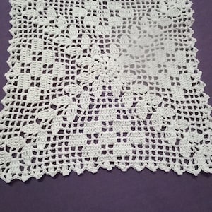 Crochet Square Doily, Lace Doily, Crochet Filet Doily - Etsy