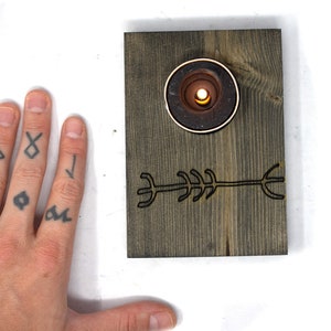 Protection Stave Tealight Candle Holder Odin Witch Pagan - Etsy