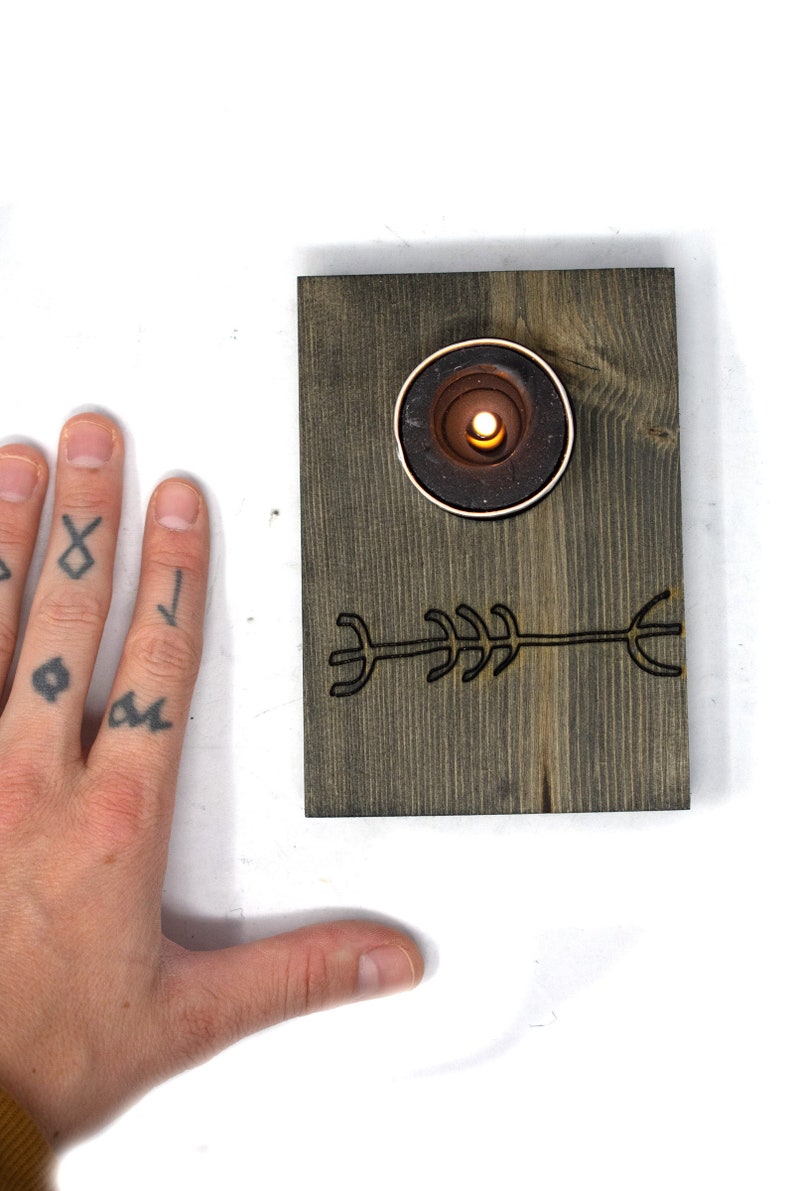 Protection Stave Tealight Candle Holder Odin Witch Pagan - Etsy