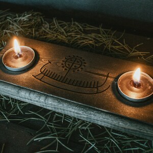 Viking Ship Petroglyph Tealight Candle Holder - Etsy