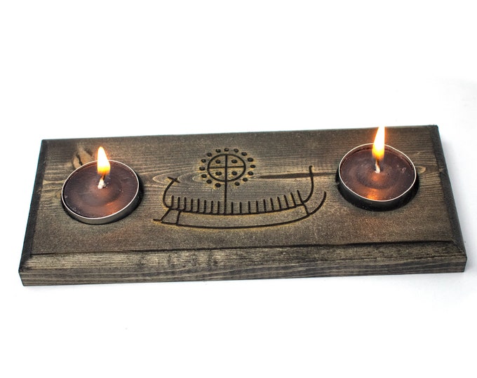 Viking Ship Petroglyph Tealight Candle Holder Viking Candle | Etsy