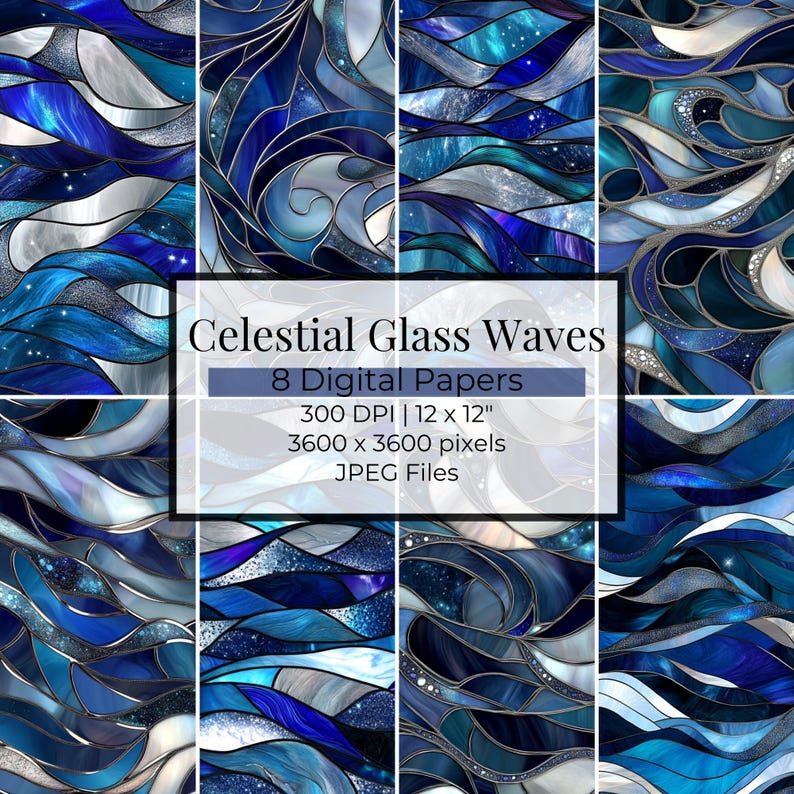 Ocean Wave Stained Glass Pattern | Digital File | Glasswork Pattern ...