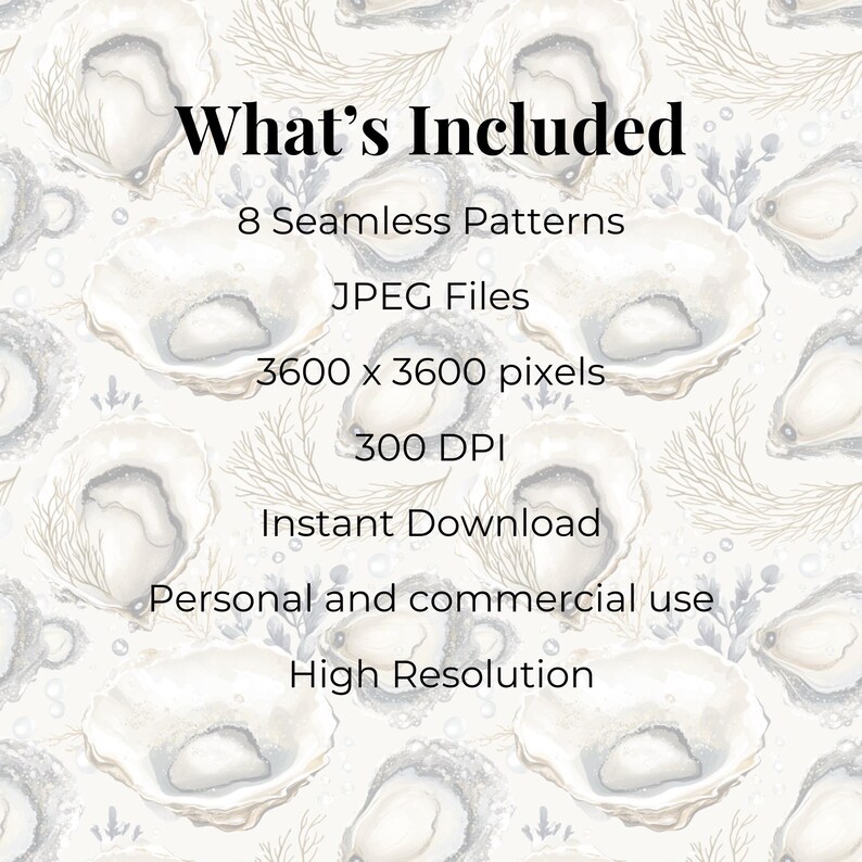 Oysters Seamless Pattern Digital Paper | Printable Crafting Design ...