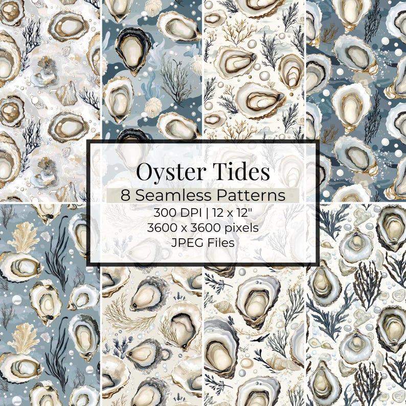 Oysters Seamless Pattern Digital Paper | Printable Crafting Design ...