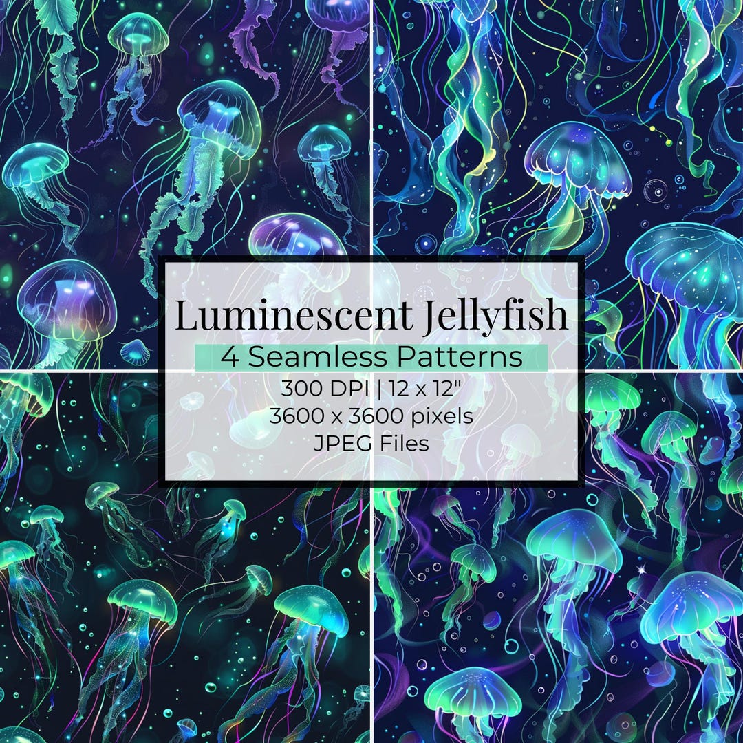 Jellyfish Seamless Pattern: Summer Sea Digital Paper (commercial Use ...