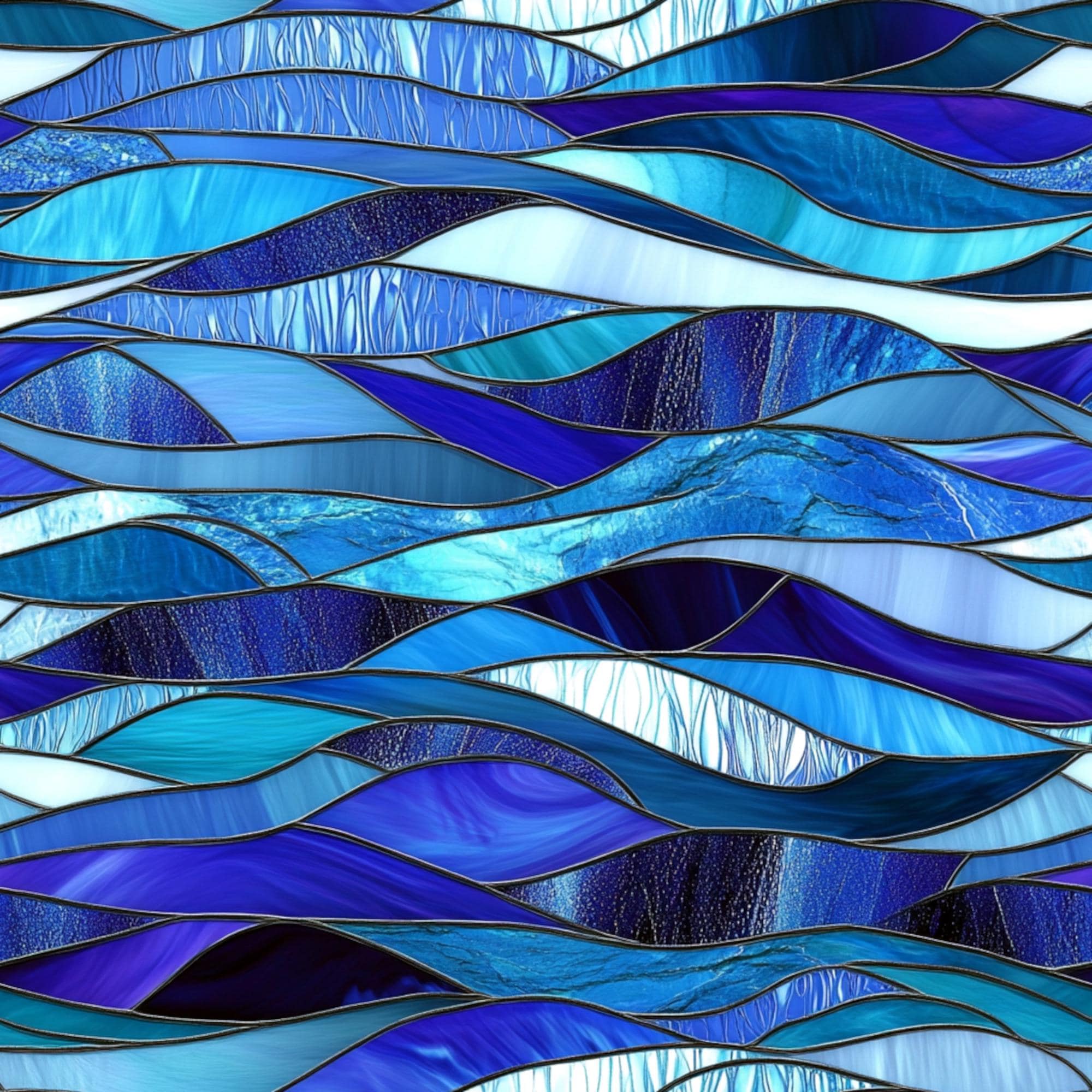 Ocean Wave Stained Glass Pattern | Digital File | Glasswork Pattern ...