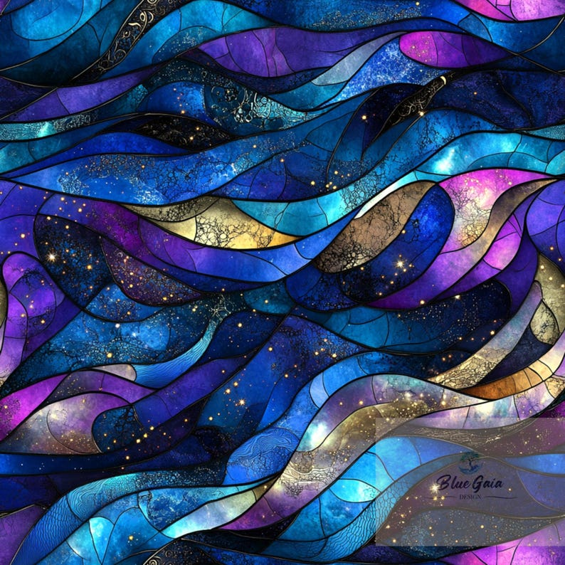 Ocean Wave Stained Glass Pattern | Digital File | Glasswork Pattern ...