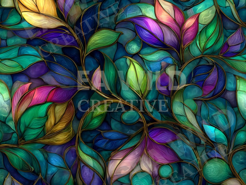 Seamless Pattern Stained Glass Designs, Digital Download, Commercial ...
