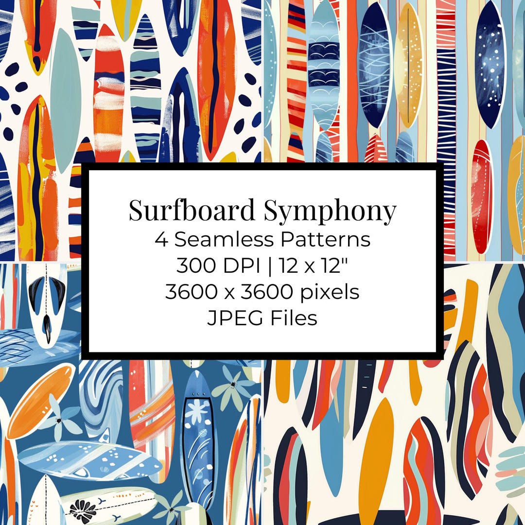 Surfboard Symphony: Retro Summer Seamless File Surfboard Seamless ...