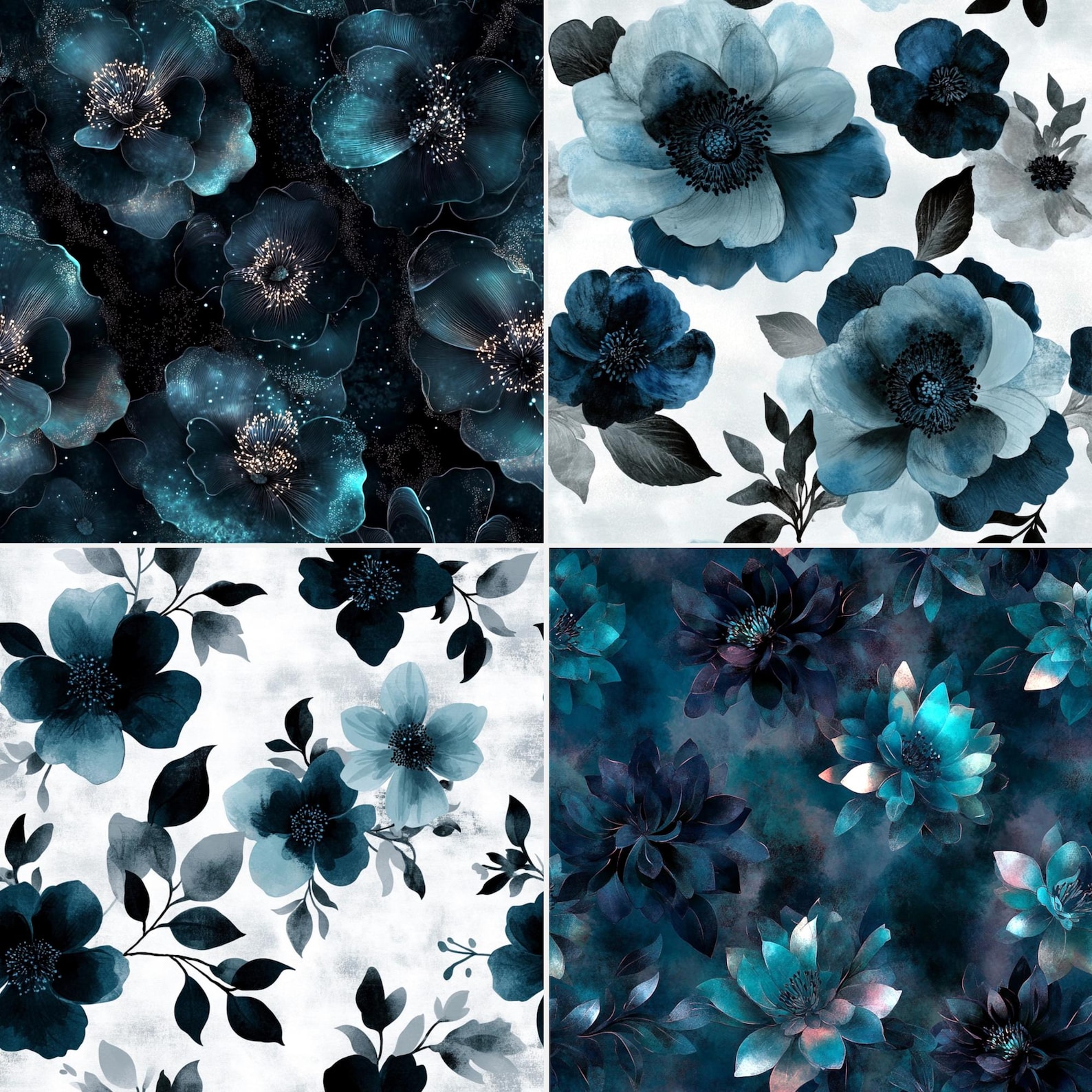 Dark Moody Floral Seamless Pattern: Scrapbook Paper (digital Download ...