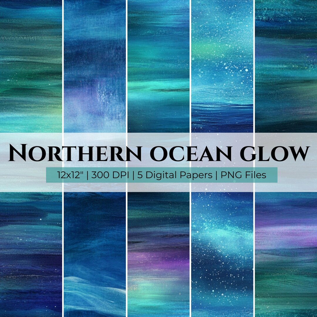 Northern Lights Digital Paper Pack, Aurora Borealis Backgrounds ...