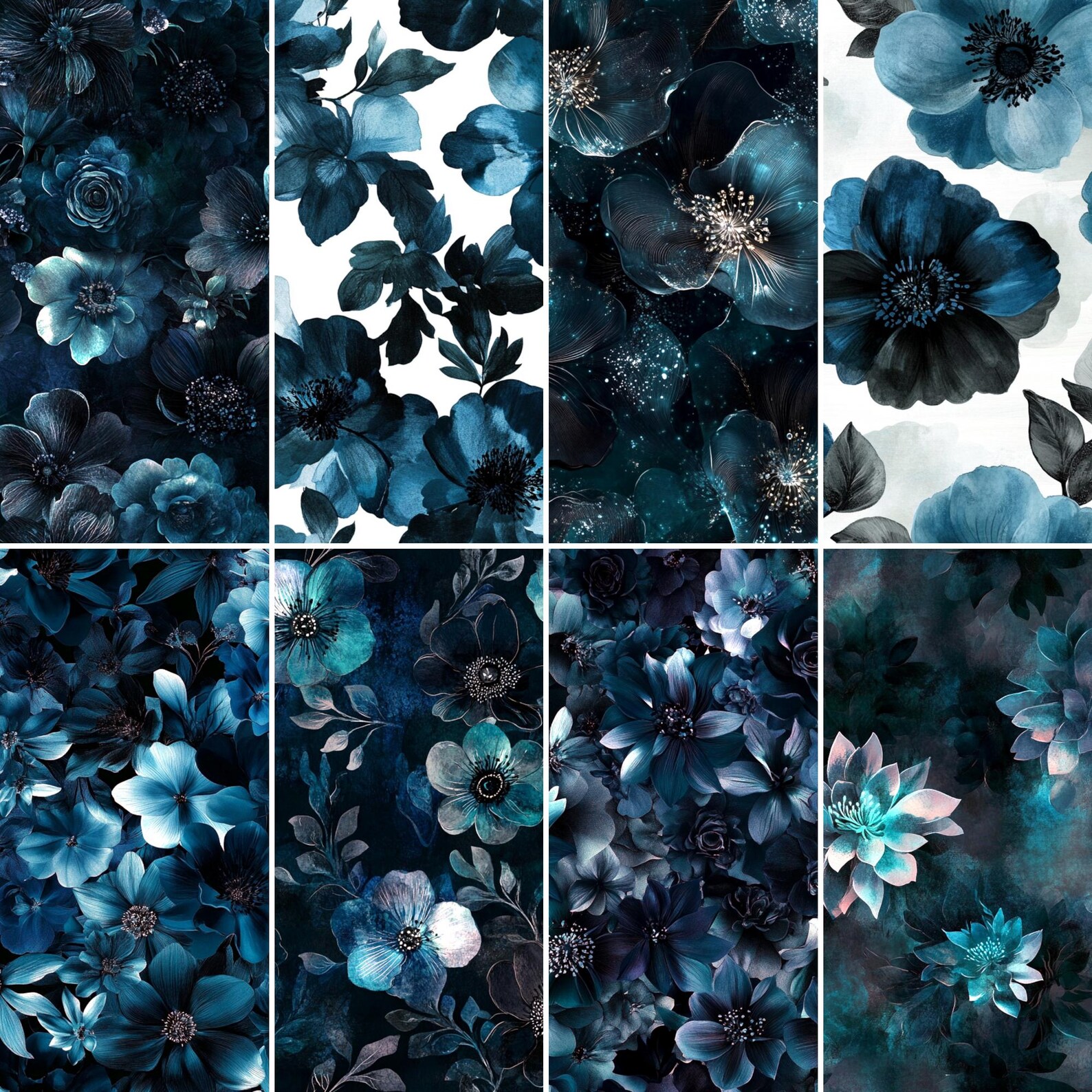 Dark Moody Floral Seamless Pattern Digital Papers | Moody Floral ...