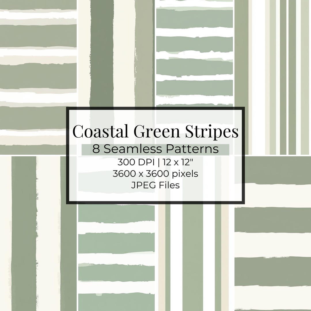 Sage Green Stripe Seamless Pattern: 8 Printable Backgrounds Seamless ...