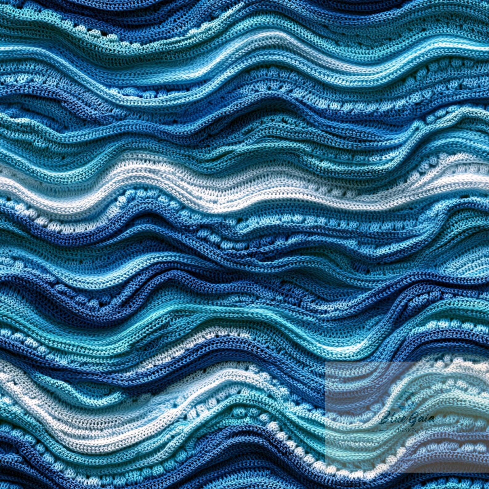 Ocean Waves Crochet Pattern: Digital Papers | Knit-look Ocean Waves ...