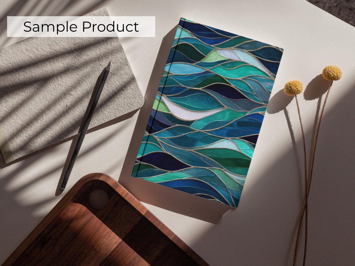 Ocean Wave Stained Glass Pattern, DIY Coastal Decor, Beach House Art ...